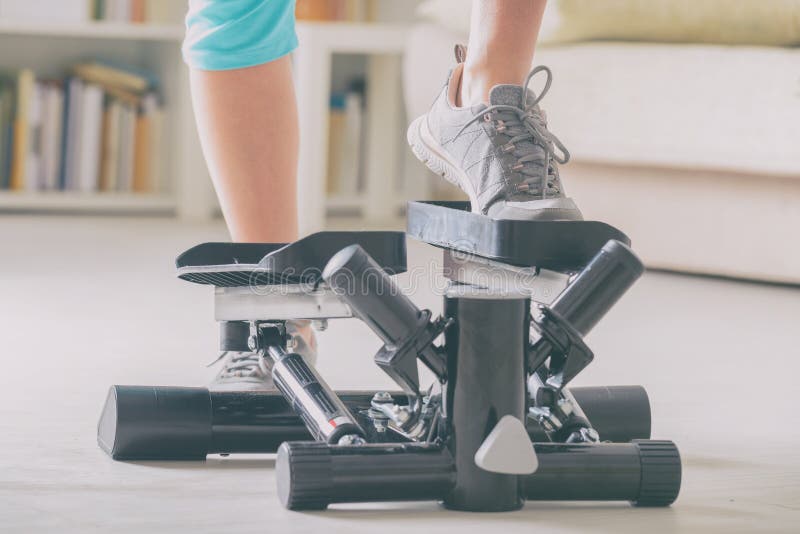Exercises with Stepper at Home Stock Image - Image of people, female ...