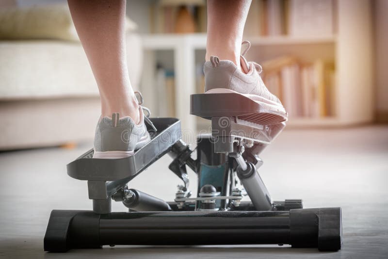 Exercises with Stepper at Home Stock Image - Image of athlete, legs ...