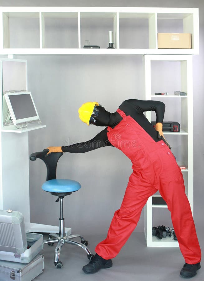 Exercises with Stool in the Industrial Environment Stock Photo - Image ...