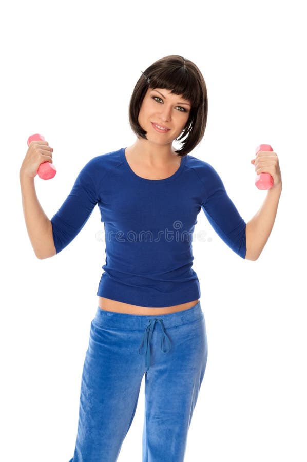 Exercises using dumbbells stock photo. Image of beautiful - 18200888