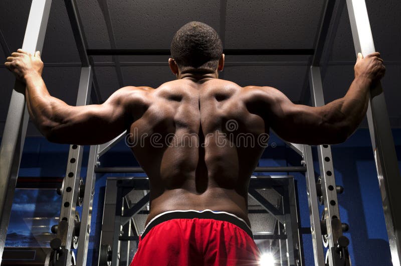 Exercising in Dramatic Light Stock Image - Image of shirtless, color ...