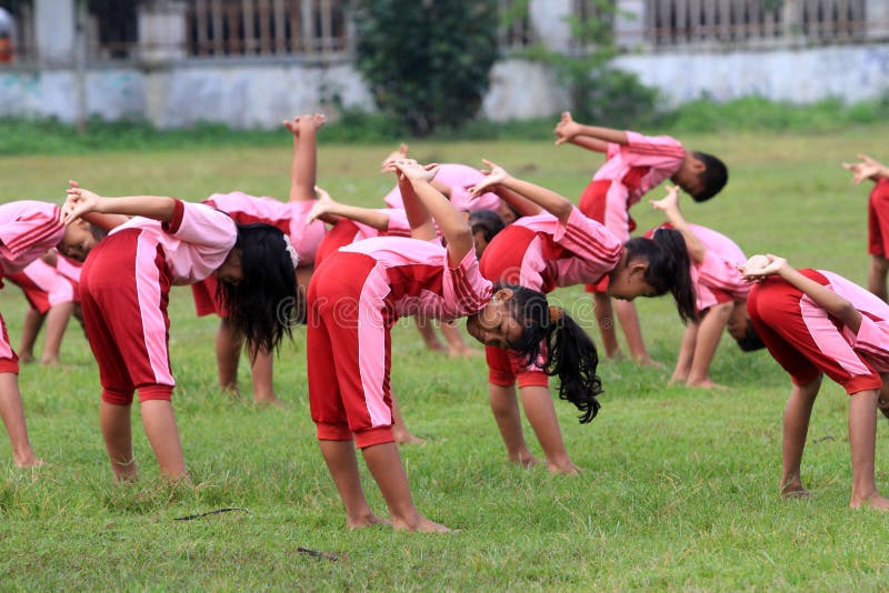 Exercising editorial photo. Image of elementary, indonesia - 49295616
