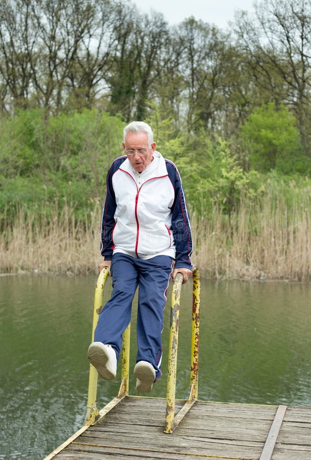 Old Man Exercising Outdoor in Spring Stock Photo - Image of athletic ...
