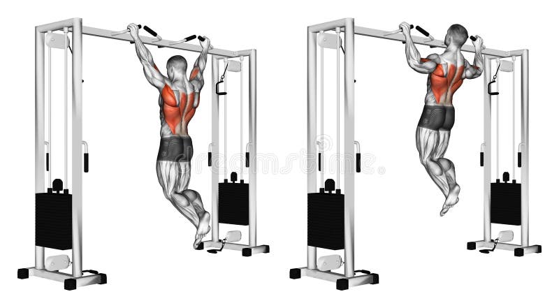 Exercising. Pulling Up Wide Grip Hand on the Crossbar Undergrip Stock ...