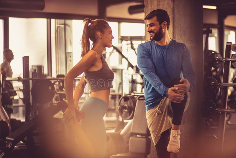 Exercising together. stock image. Image of build, indoors - 120389469