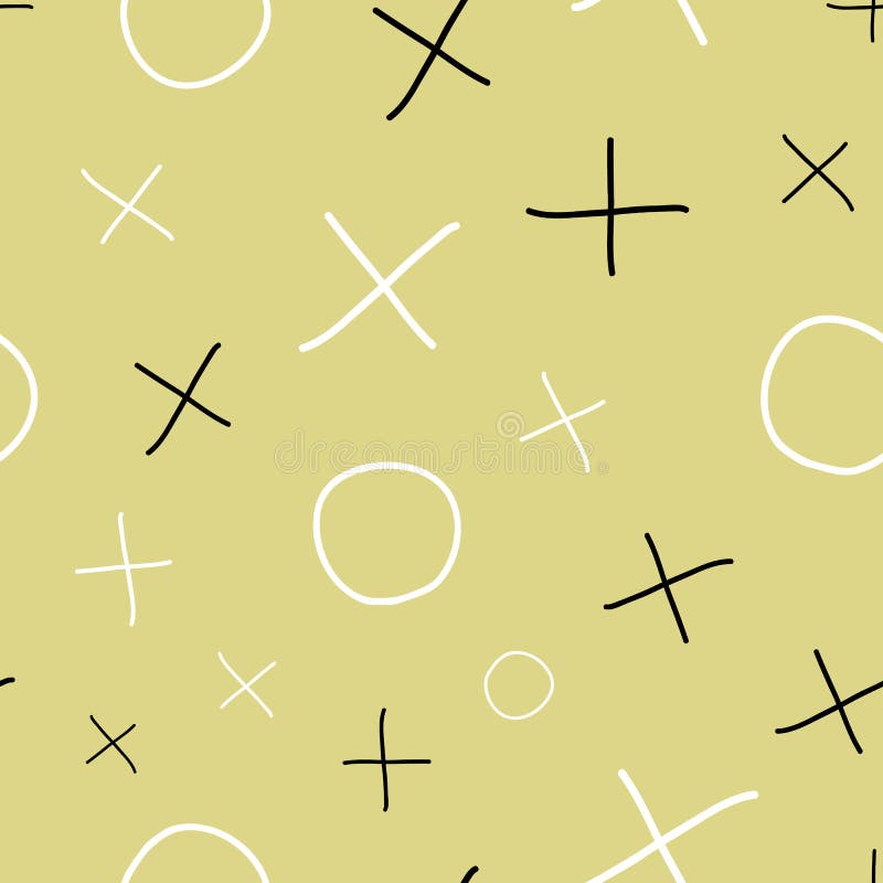 Exes and Ohs Black and White X and O on Yellow Background Vector ...