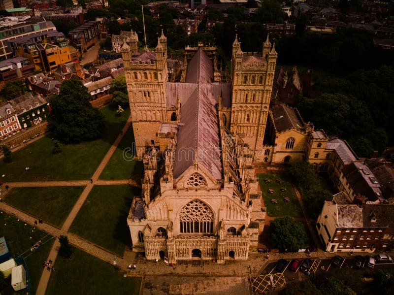 An Aerial View of Exeter City Centre , Devon , England, UK with Exeter ...
