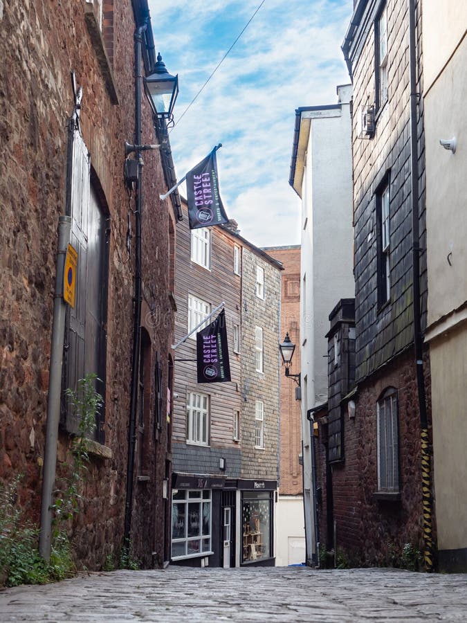 EXETER, DEVON, UK - August 3 2021: Little Castle Street Shops and ...
