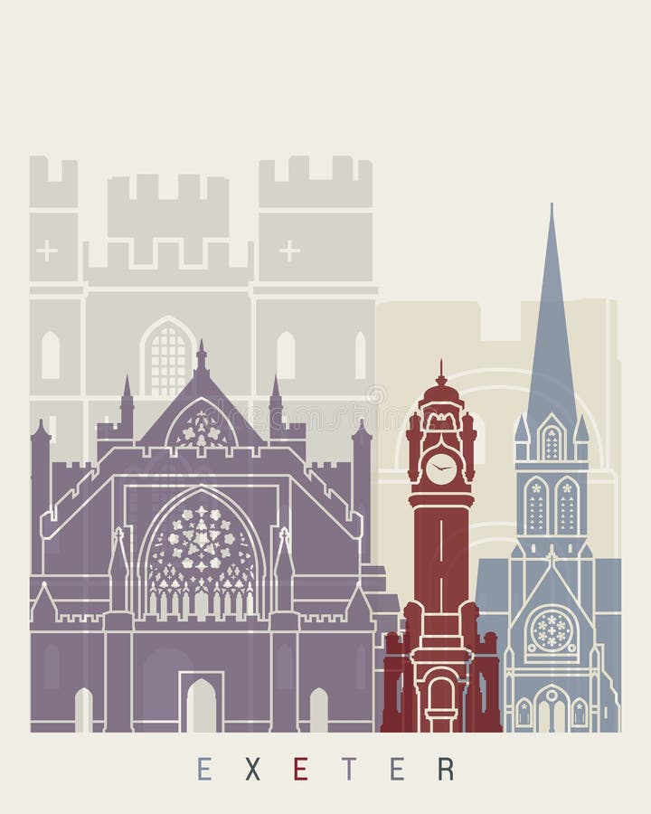 Exeter skyline poster stock vector. Illustration of abstract - 93880925