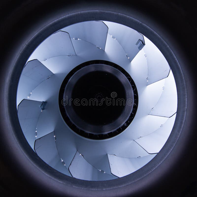 Exhaust Fan Impeller Opens Up, Front and Back Background Blurred with ...