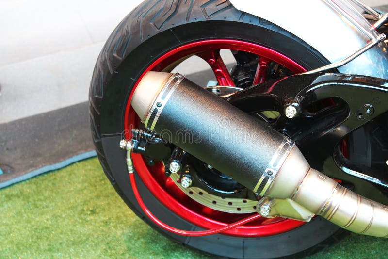 Black Exhaust Pipe of the Big Bike Stock Image - Image of drive ...