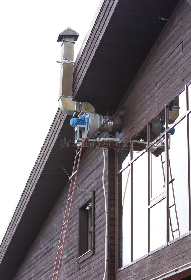 Exhaust pipe on the wall stock image. Image of ventilation - 214527383