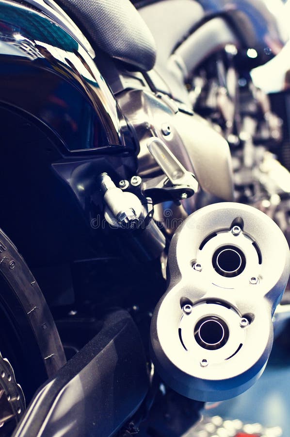 Exhaust of a Speed Motor Bike Stock Photo - Image of motorcycle, race ...