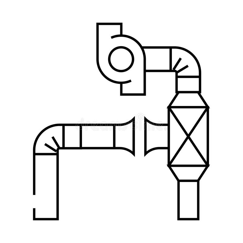 Exhaust System Ventilation Line Icon Vector Illustration Stock Vector ...