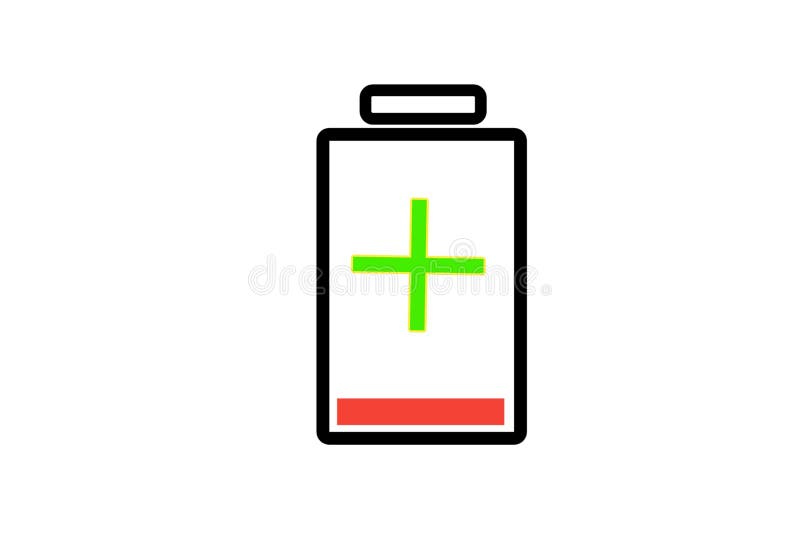 Exhausted Battery Icon on White Background, Illustration Stock ...