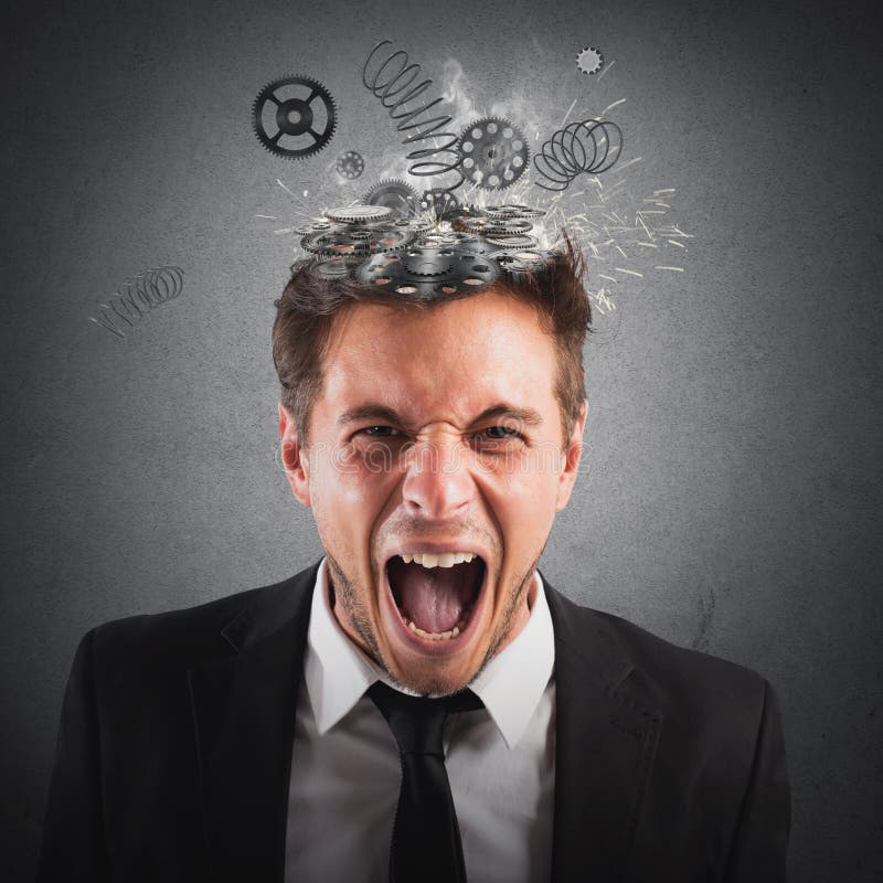 Head Explosion of a Businessman. Concept of Stress Due To Overwork ...