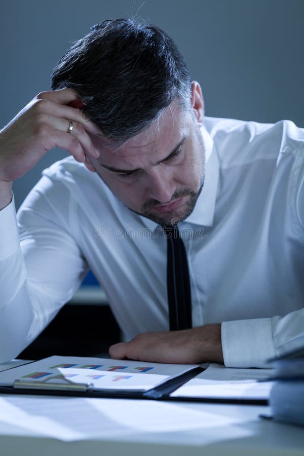Exhausted People Work at Night Stock Photo - Image of business ...
