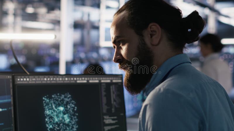 Exhausted Computer Scientist in Server Room Suffering from Mental ...