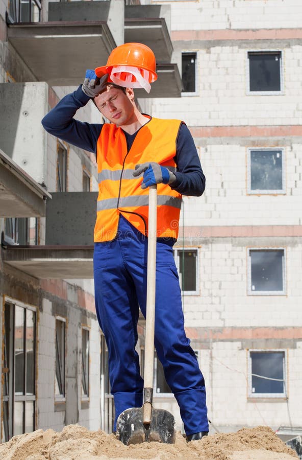 Tired Construction Worker stock image. Image of isolated - 10348913