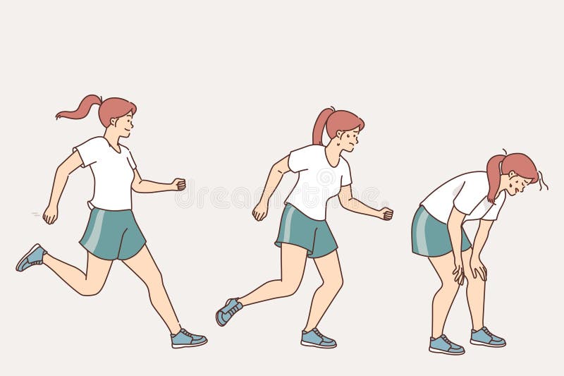 Exhausted Female Runner Experiences Difficulty Breathing and Lack of ...