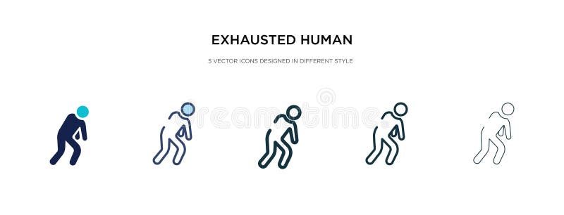 Exhausted Human Icon in Different Style Vector Illustration. Two ...