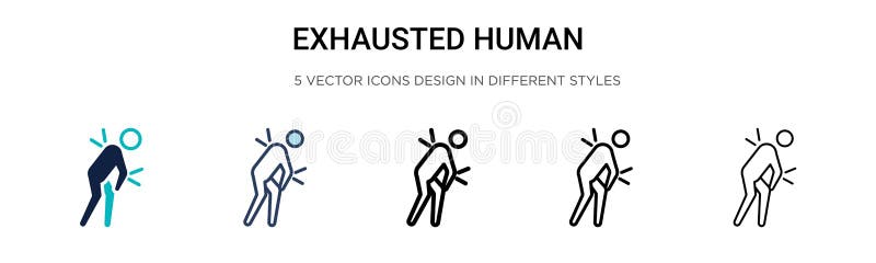 Exhausted Human Icon in Filled, Thin Line, Outline and Stroke Style ...
