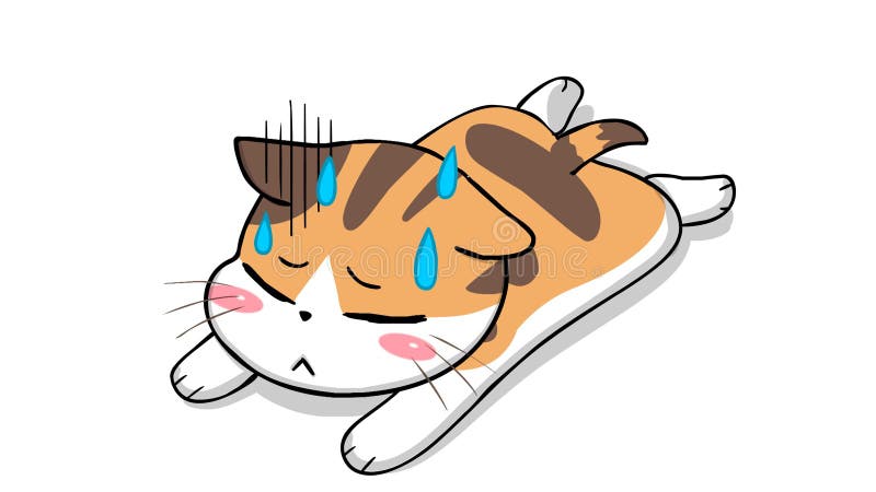 Exhausted Kitten Animation with White Background Stock Footage - Video ...