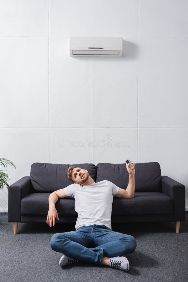 Exhausted Man Feeling Uncomfortable with Broken Stock Photo - Image of ...