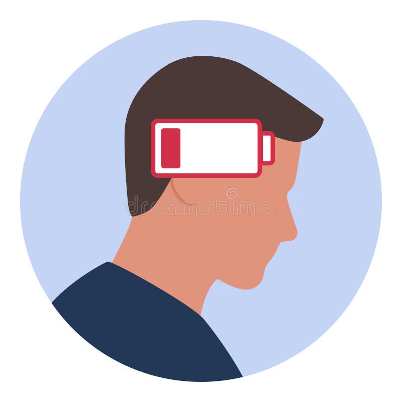 Exhausted Man and Low Charge Battery Stock Vector - Illustration of ...
