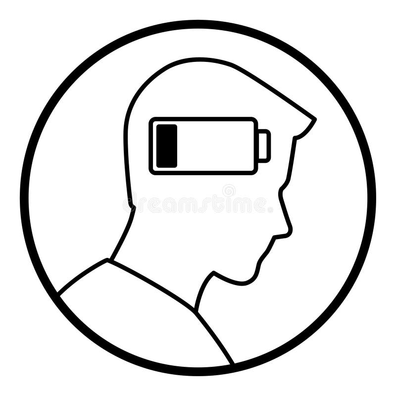 Exhausted Man and Low Charge Battery Stock Vector - Illustration of ...