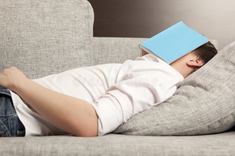 Exhausted man sleeping stock image. Image of apartment - 67568907