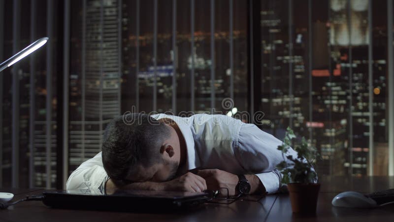 Exhausted Man Sleeping in Office Stock Image - Image of entrepreneur ...