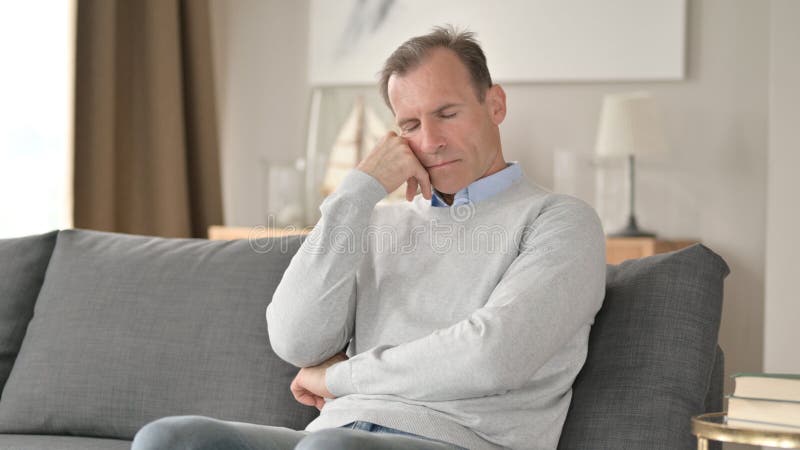 Exhausted Middle Aged Businessman Having Nap on Sofa Stock Image ...