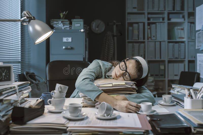 Exhausted Office Worker Falling Asleep in the Office Stock Photo ...