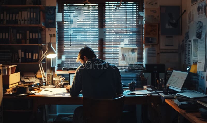 Exhausted Overworking Person with Pile and Stack of Paper Documents and ...