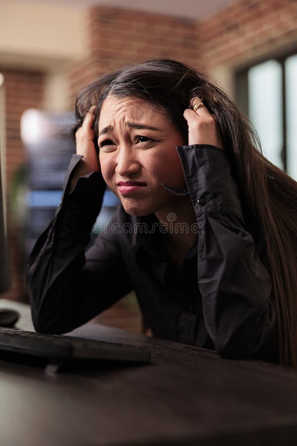 Exhausted Programmer Was Struggling To Keep Up with the Demands Stock ...