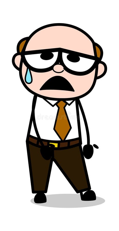 Exhausted - Retro Cartoon Office Old Boss Man Vector Illustration Stock ...