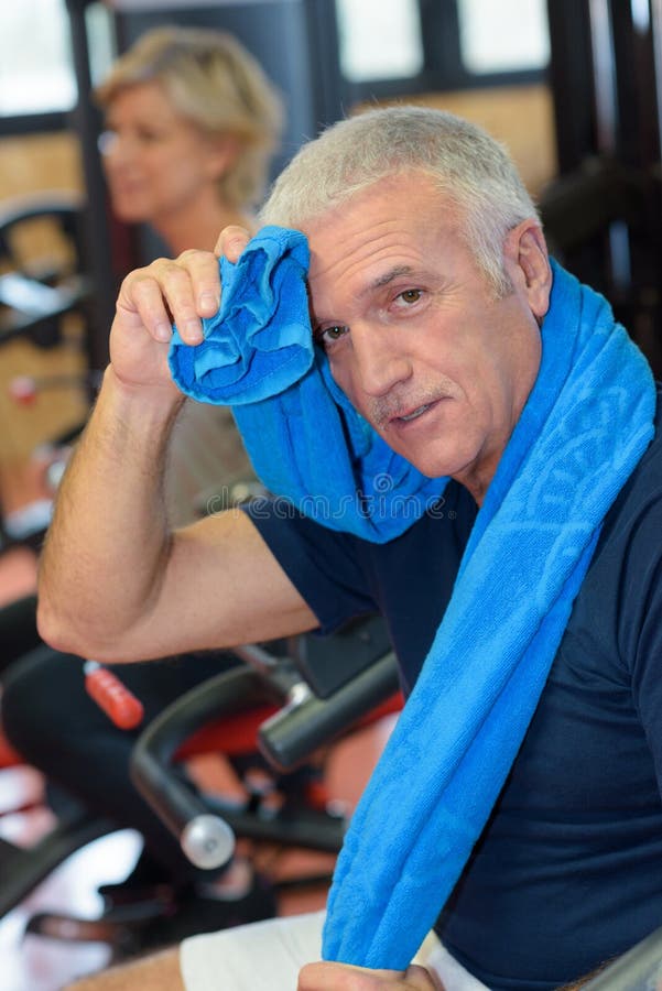 Exhausted Senior Man after Working Out in Gym Stock Image - Image of ...