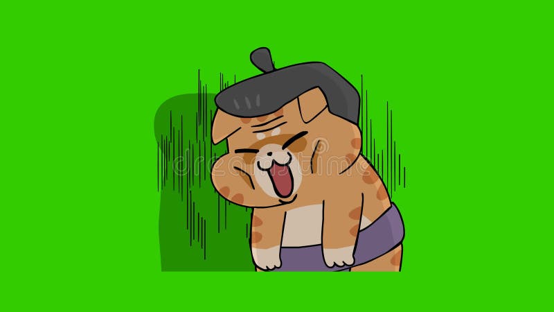 Exhausted Sumo Cat Animation on Green Screen Stock Video - Video of ...