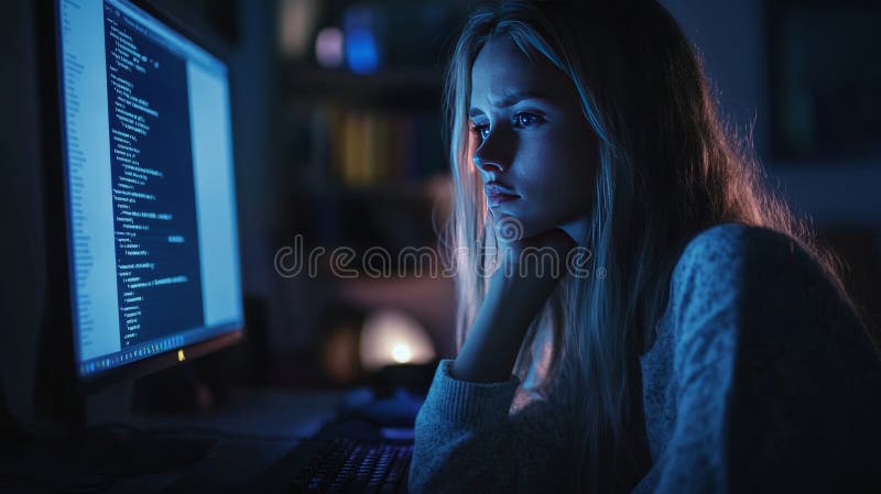 Exhausted Woman Managing a Computer System Compromised by Dangerous ...