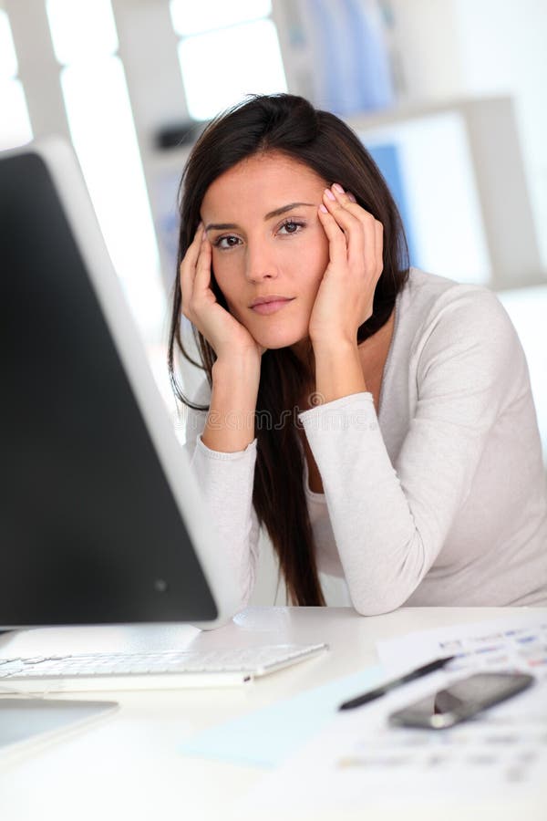 Exhausted woman at work stock image. Image of woman, working - 23076739