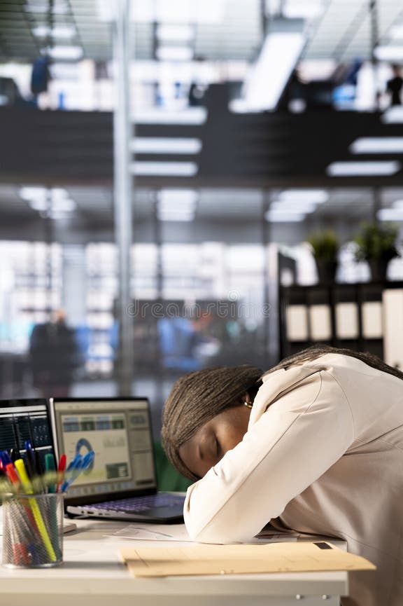 Exhausted Worker Falling Asleep while Doing Tedious Data Entry Job ...