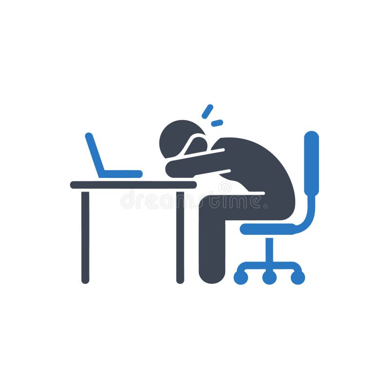 Exhausted Worker Icon stock vector. Illustration of office - 376290292