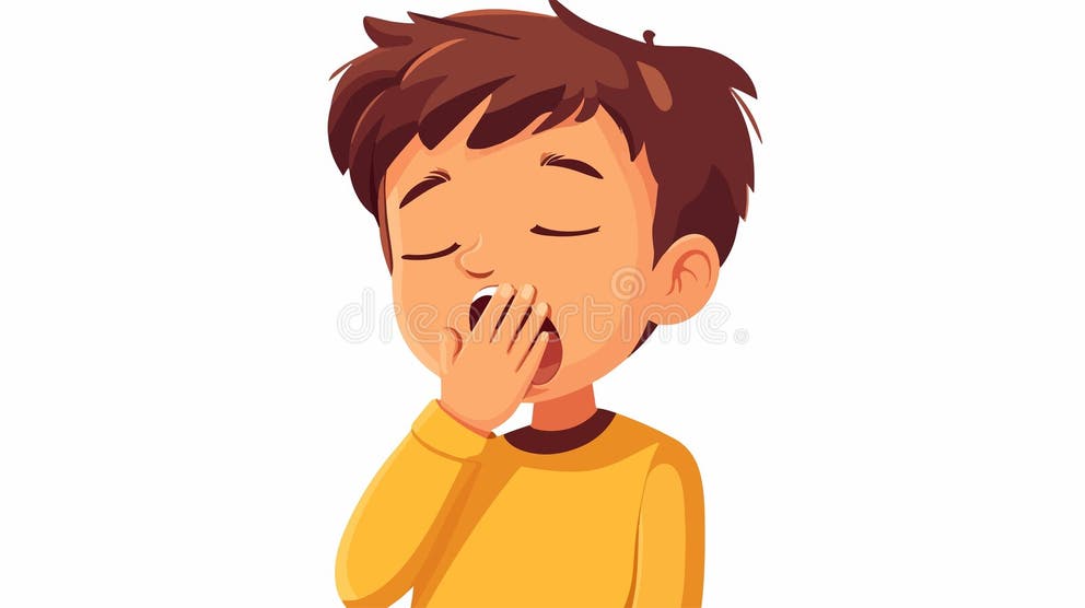 Exhausted Young Boy Holding Hand Over Face in Boredom and Fatigue Stock ...