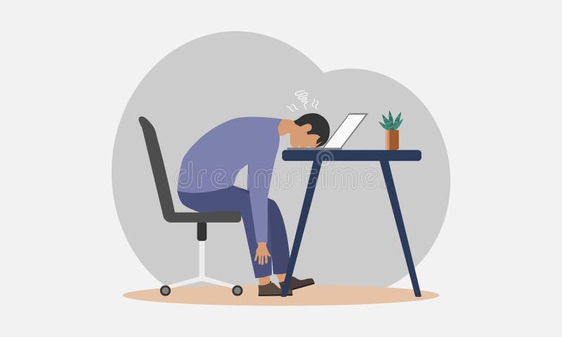 An Exhausted Young Man at Work. Burnout or Frustrated Worker Concept ...
