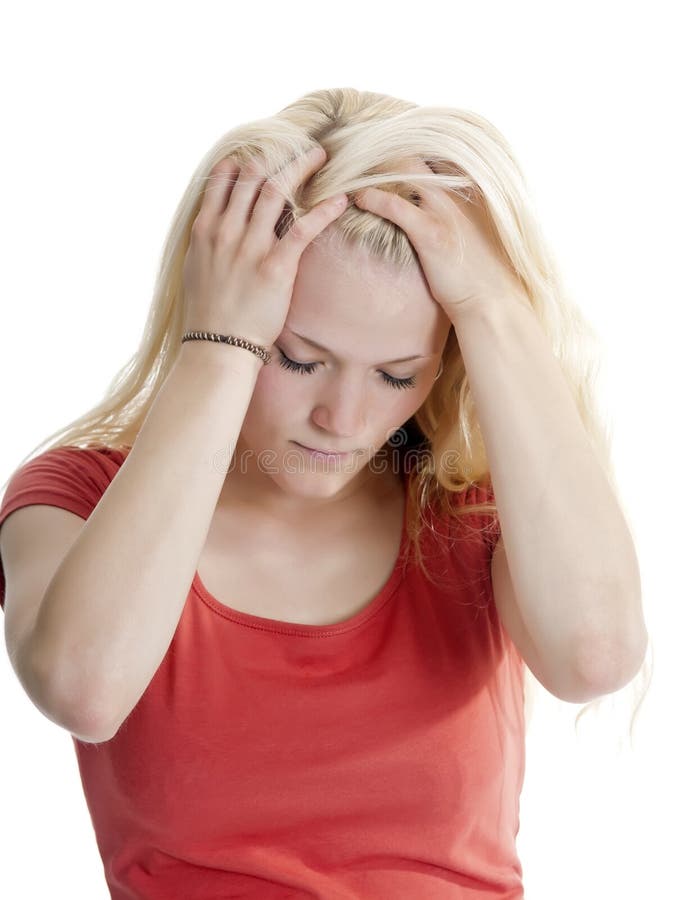 Exhausted young woman stock photo. Image of isolated - 38185300