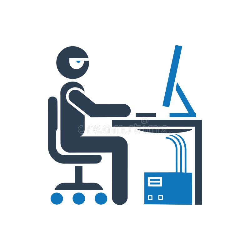 Exhausting Computer Work Icon Stock Illustration - Illustration of ...