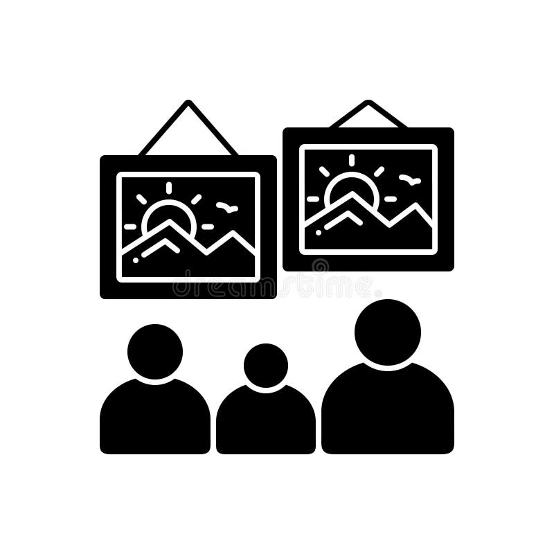 Black Solid Icon for Exhibit, Painting and Stare Stock Vector ...