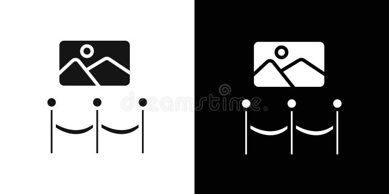 Exhibit Icon Flat Vector Set Outline Stock Vector - Illustration of ...