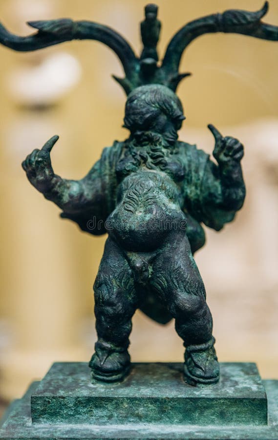 An Exhibit of the Pushkin Museum, a Bronze Figure of a Satyr Stock ...